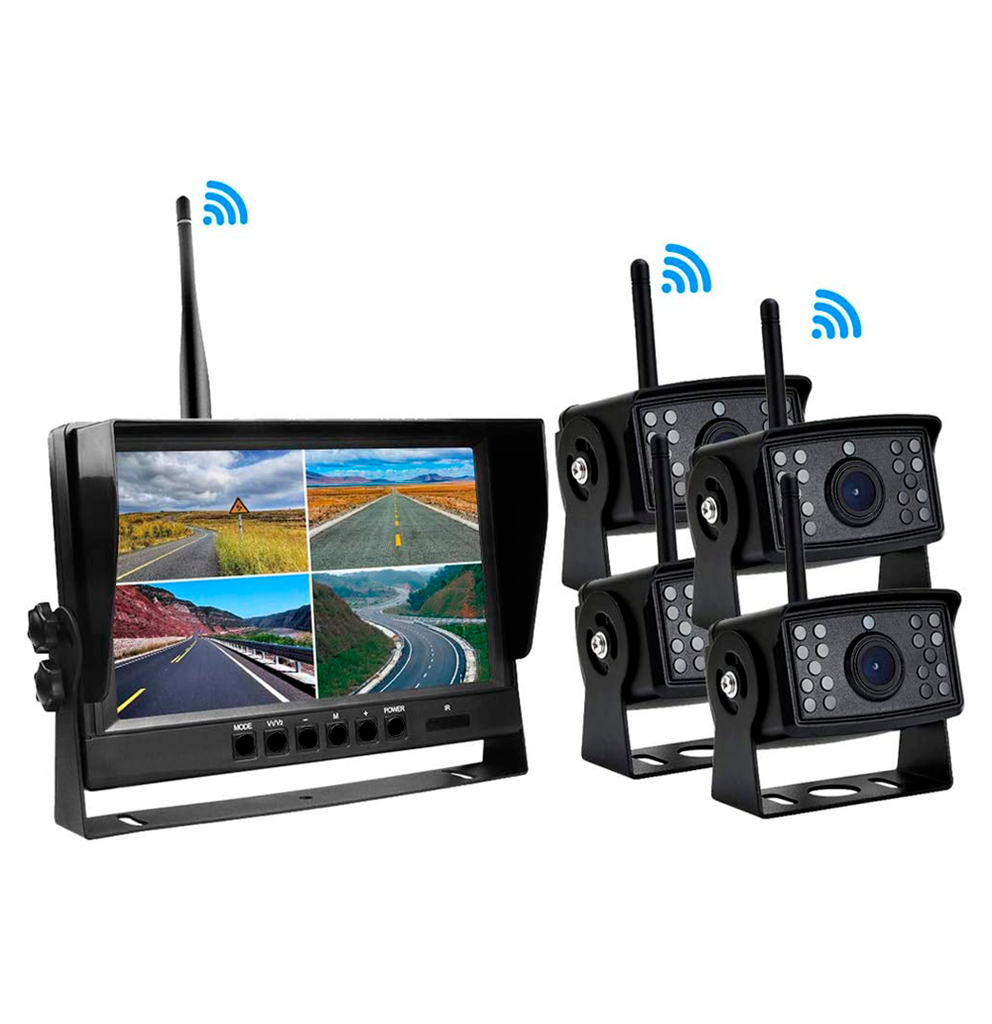 MONITOR DVR DE 9"+ 4 CÁMARAS 1080P VISIÓN NOCTURNA ANGULO DE VISIÓN 149 ...